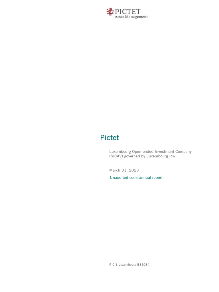 Pictet Semi-Annual Report | PDF | Investing | Investment Fund