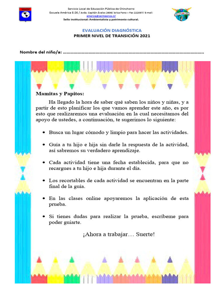 PRUEBA NT1 Diagnostico | PDF | Cognición