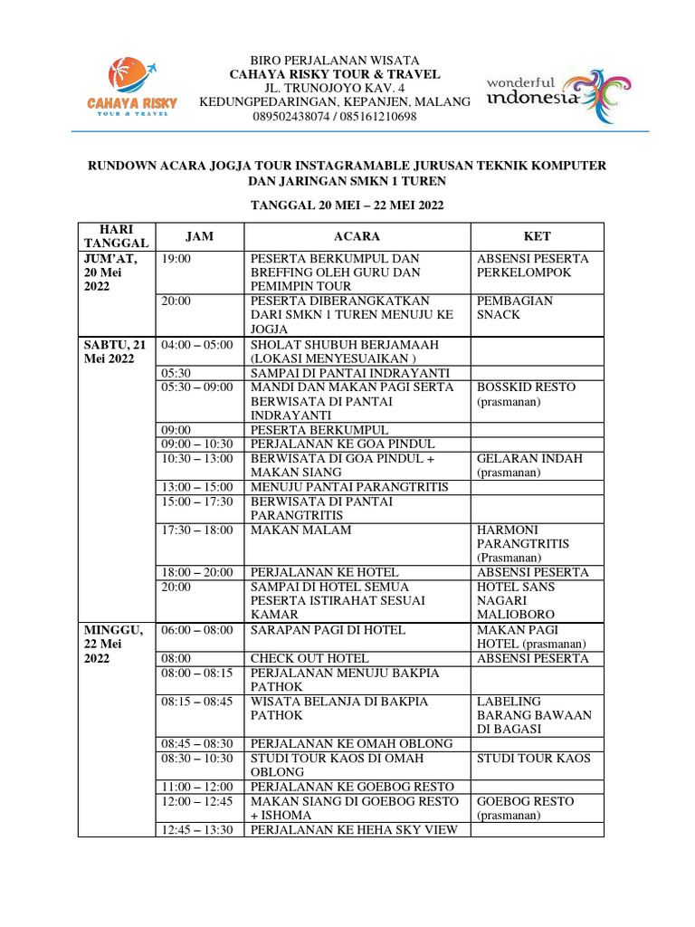 Rundown Acara Jogja Tour Instagramable Jurusan Teknik Komputer Dan ...