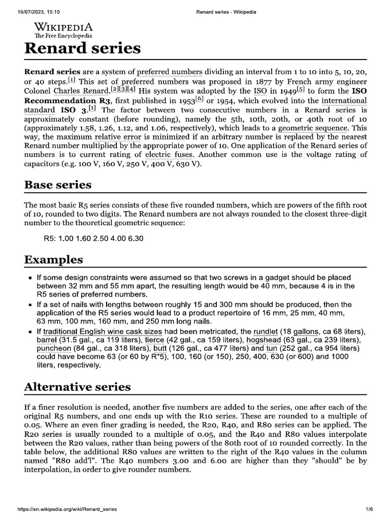 Séries de Rénard | PDF