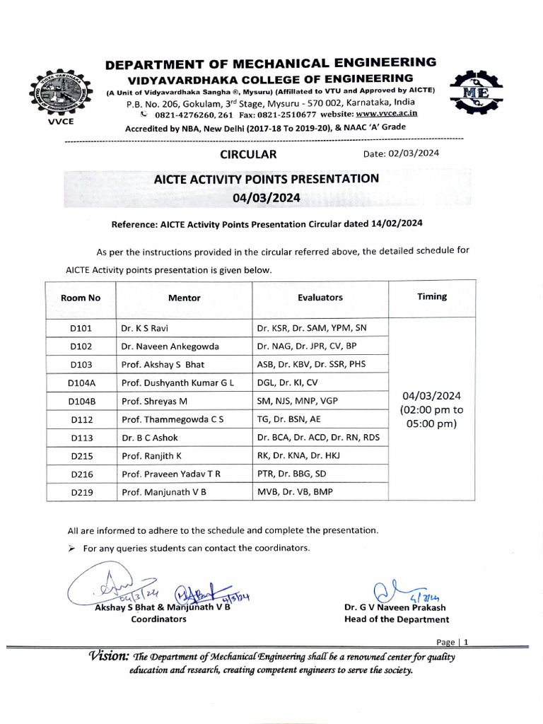 AICTE Activity Pts Schedule | Download Free PDF | Higher Education