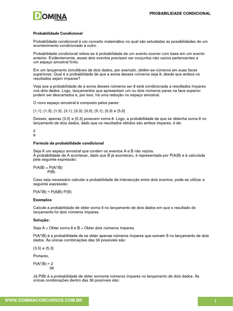 14 Probabilidade Condicional | PDF | Geometria | Triângulo