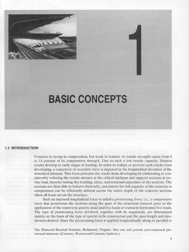 Prestressed Concrete by Nawy E. 2009. Chapter 1 Basic Concepts | PDF