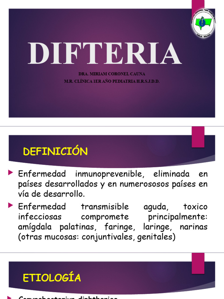DIFTERIA | PDF | Especialidades Medicas | Enfermedades y trastornos
