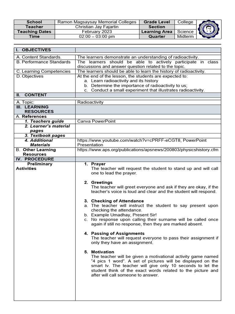 Modern Physics Lesson Plan | Download Free PDF | Radioactive Decay | Neutron