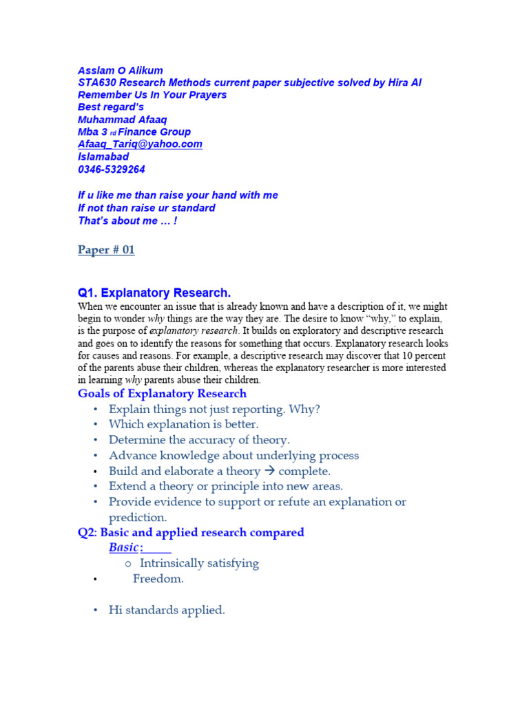 STA630 Finalterm Solved Subjective With Reference by Hira Ali | PDF | Causality | Theory