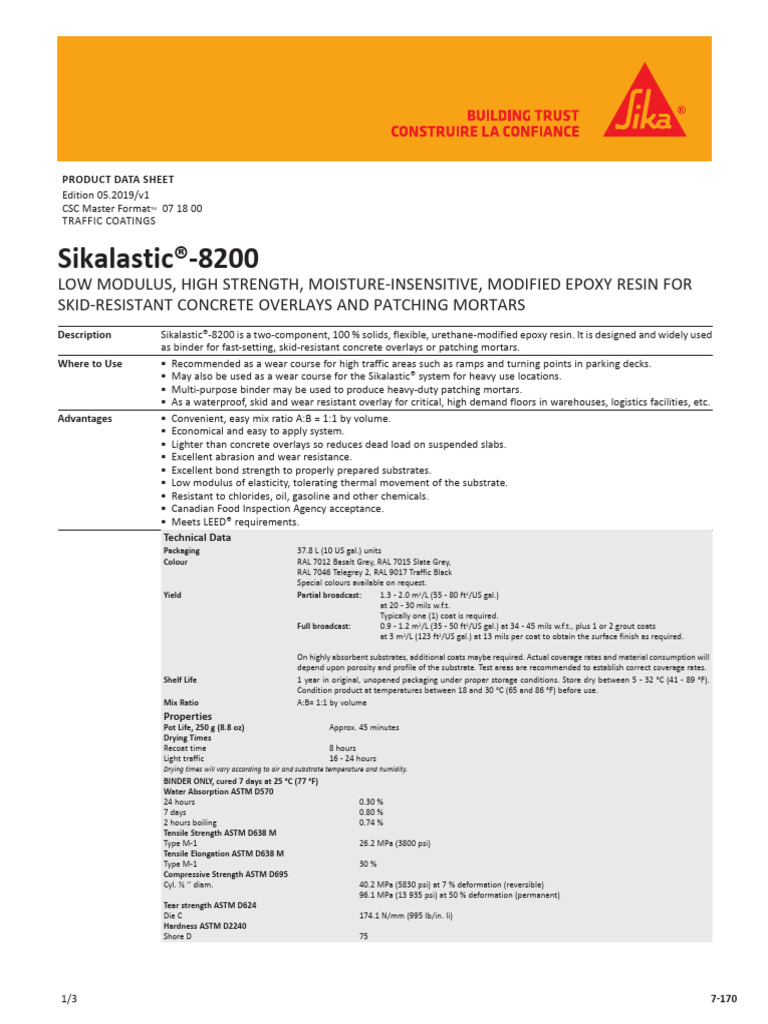 Sikalastic8200 Product Data Sheet-En | PDF | Concrete | Ultimate ...