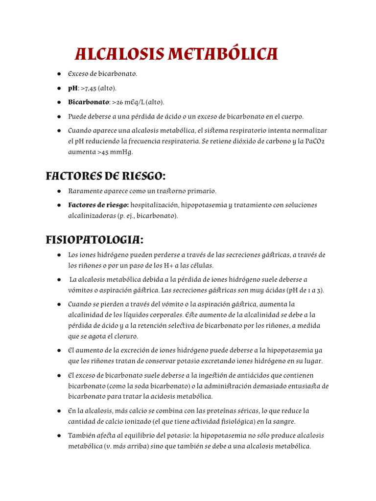 ALCALOSIS METABOLICA | PDF | Medicina CLINICA
