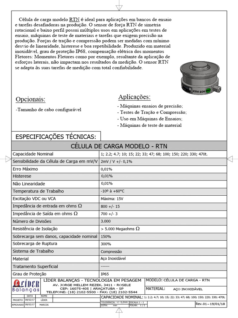 Celula RTN Especificacoes 10t | PDF