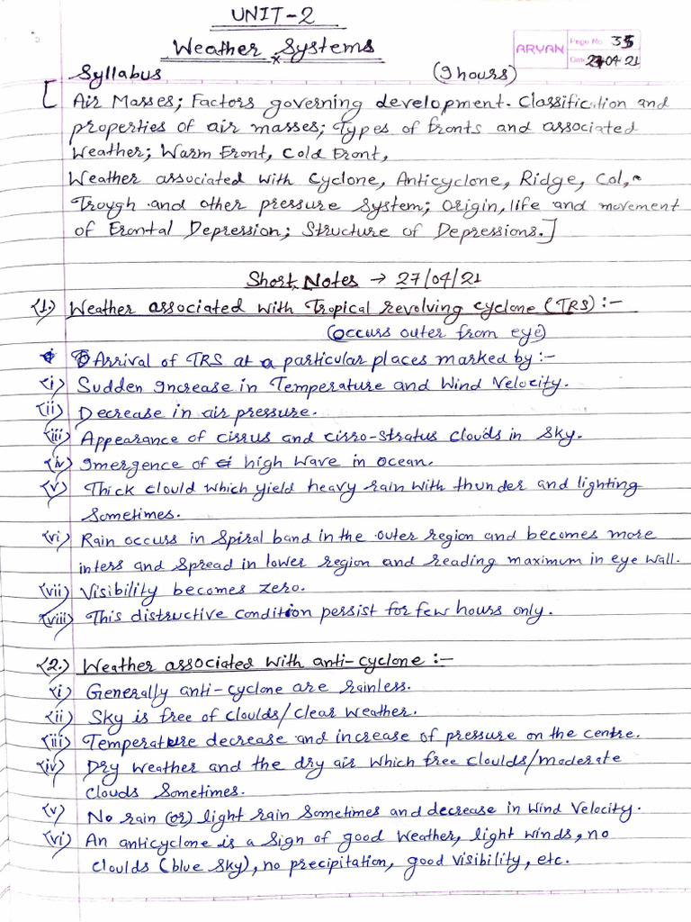 MET Unit-2 (Weather. System) | PDF | Synoptic Meteorology And Weather ...