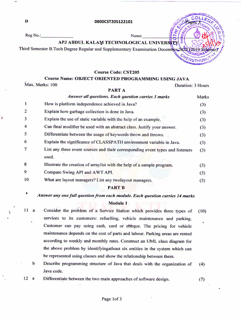 Cst205 Object Oriented Programming Using Java, December 2022 | PDF ... Cst205 Object Oriented Programming Using Java, December 2022 | PDF ...