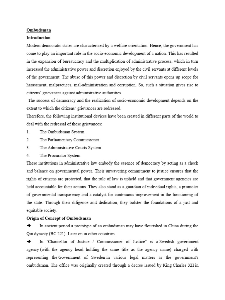 Ombudsman | PDF | Governance | Public Sphere
