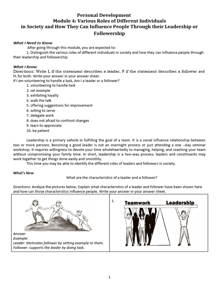 Quarter 4 Module 4 6 Personal Deveopment | PDF | Leadership | Conformity