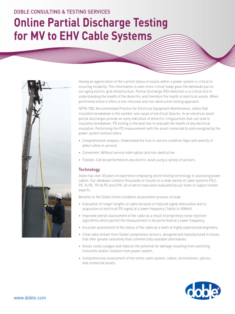 Doble Online Partial Discharge Services Web | PDF | Electrical Engineering | Electricity