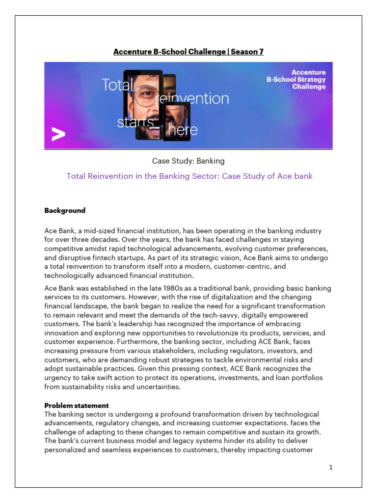 Accenture B School Challenge - Case Study - Banking Industry | PDF | Banks | Governance
