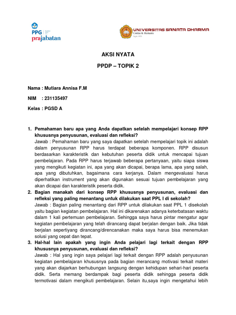 Aksi Nyata - Topik 2 - PPDP | PDF