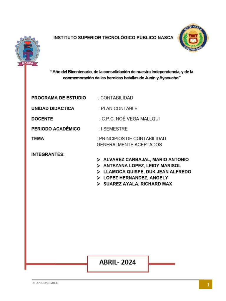 Grupo 4 - Principios de Contabilidad Generalmente Aceptados (Pcga) | PDF | Contabilidad | Estado ...