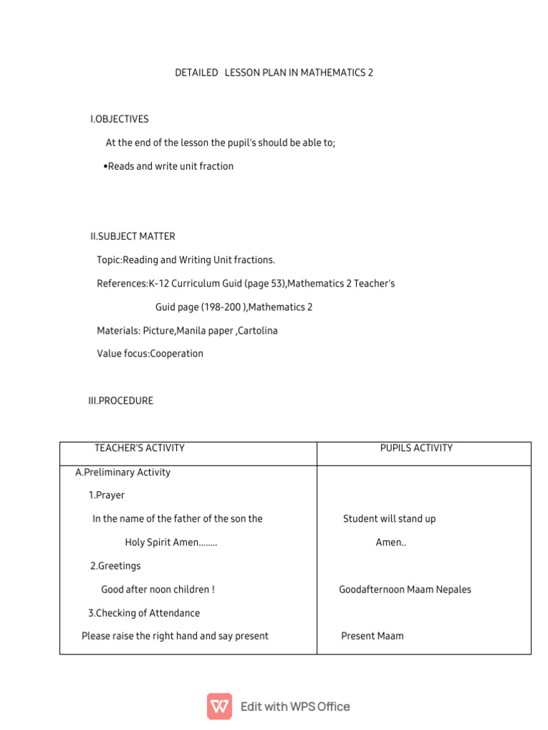 DETAILED LESSon Plan Math 2-WPS Office | PDF | Mathematics