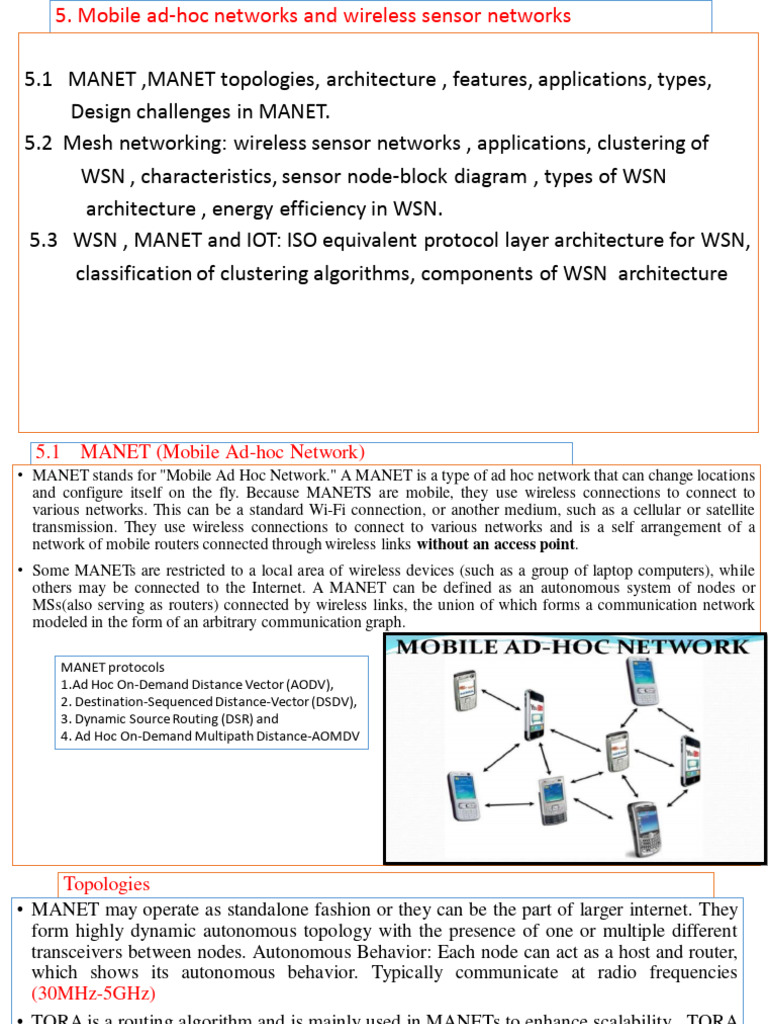 5.5 Mobile ADHOC NETWORK (MANET) | PDF | Wireless Ad Hoc Network | Wireless Sensor Network