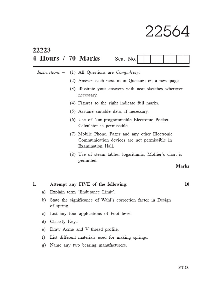 22564-2023-Summer-Question-Paper (Msbte Study Resources) | PDF | Screw ...