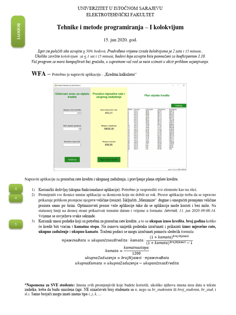 TMP 15 06 2020 I Kolokvijum | PDF