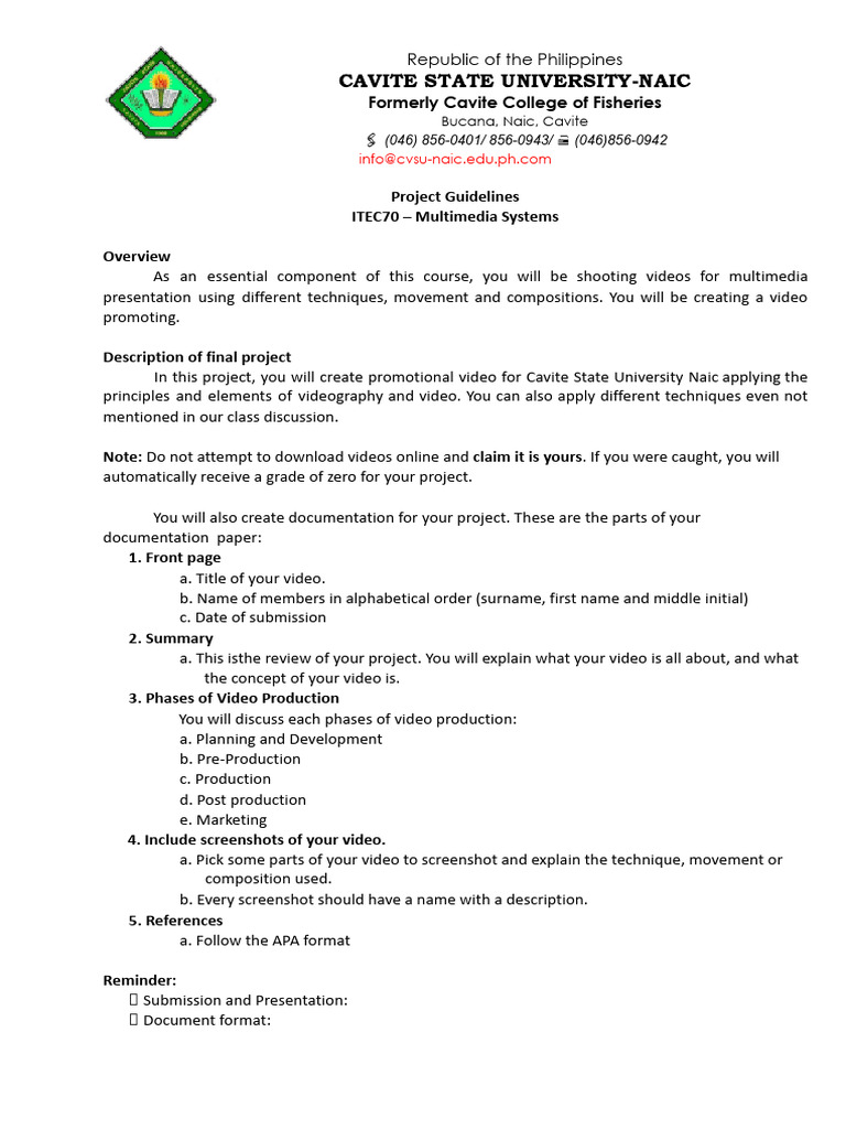 Multimedia Project Guidelines | PDF | Computing