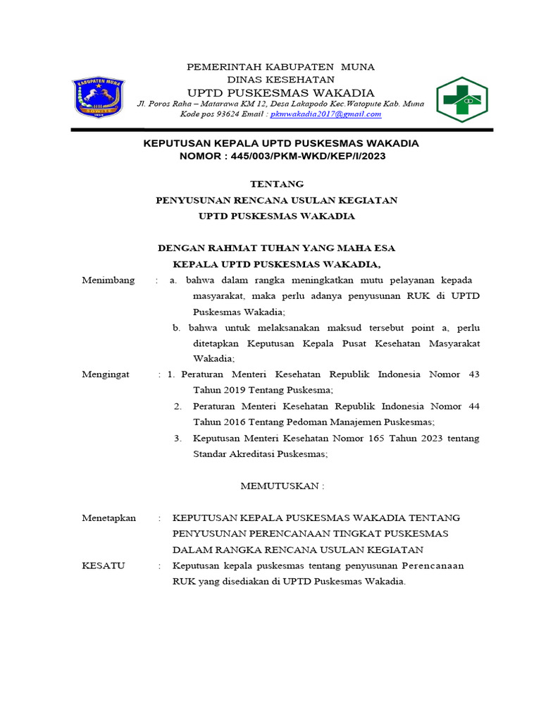 SK Penyusunan RUK | PDF