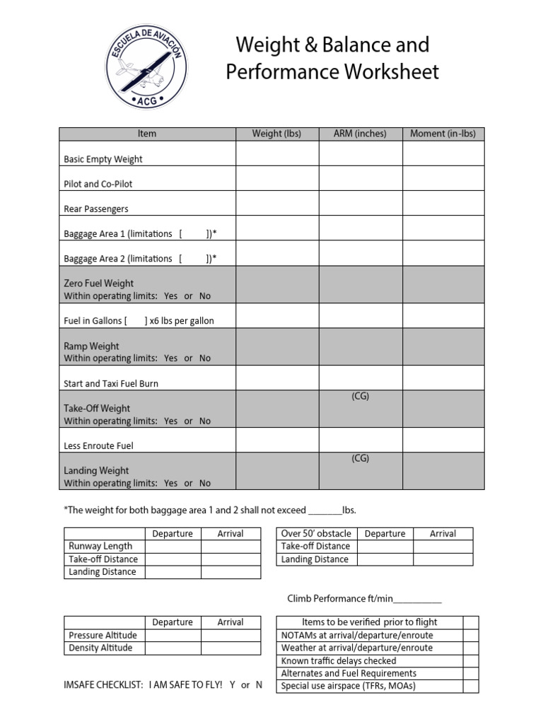 Weight and Balance Performance | PDF