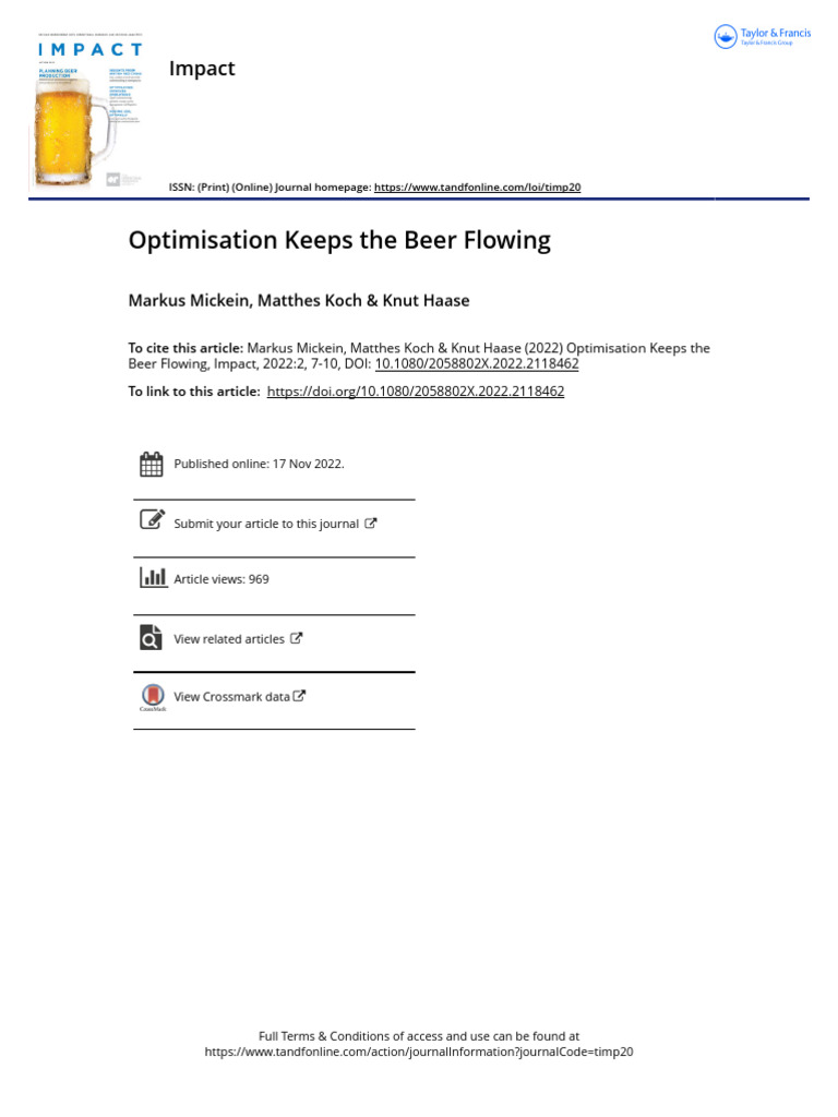 Optimisation Keeps The Beer Flowing | PDF | Mathematical Optimization ...