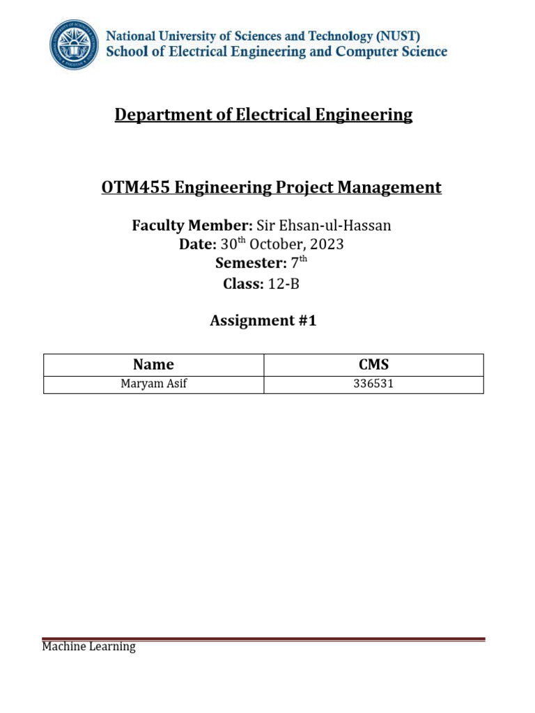 Engineering Project Management Assignment | PDF | Change Management | Computer Security