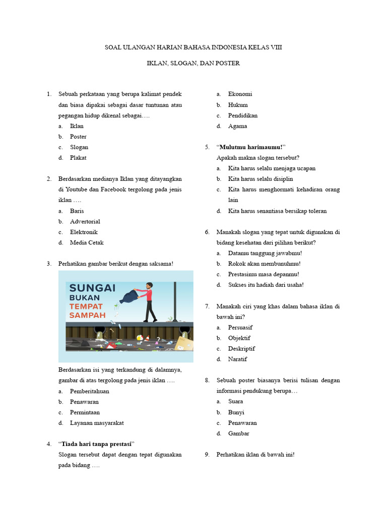 Soal Iklan, Slogan, Poster | PDF