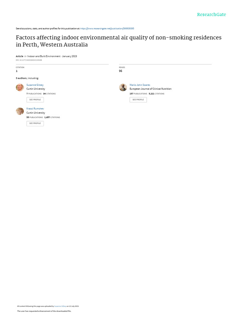 Factors Affecting Indoor Environmental Air Quality of Non-smoking ...