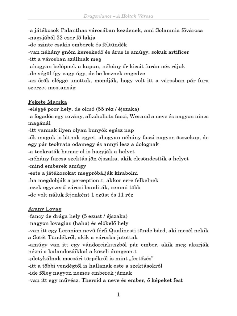 Palanthas Part 1 | PDF