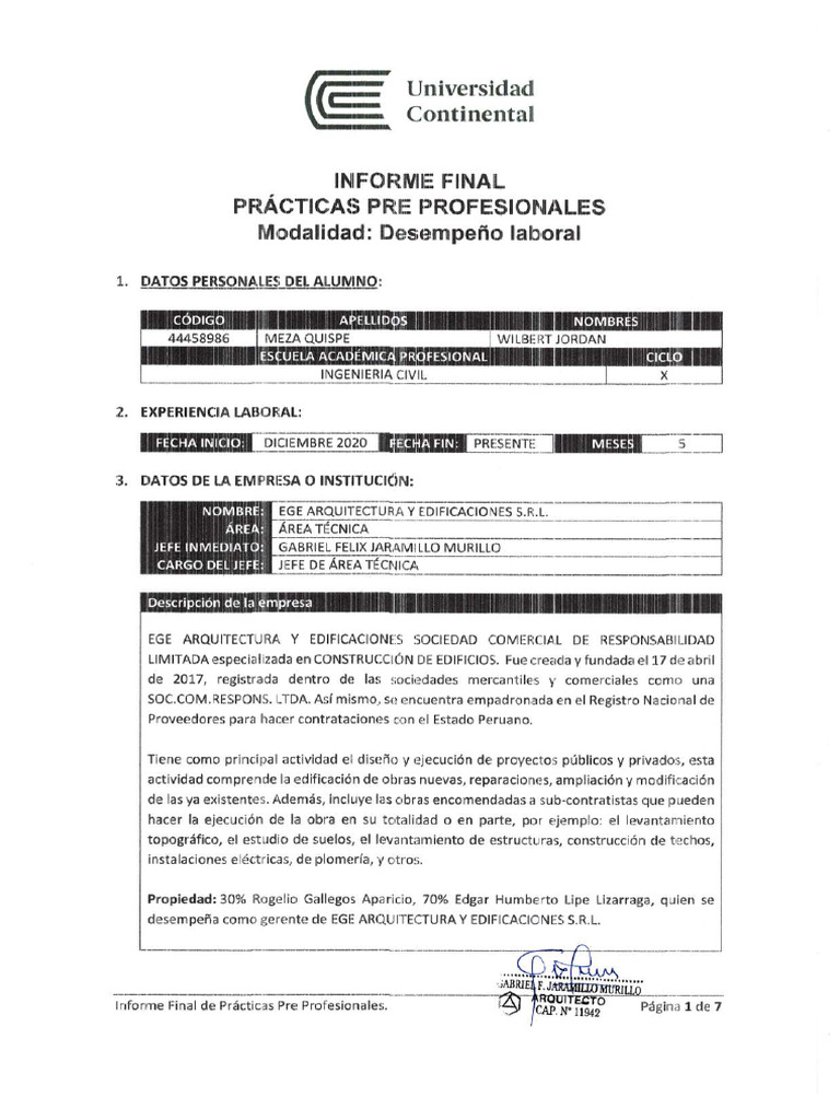 Fomato de Informe Final-wilbert Meza Quispe | PDF