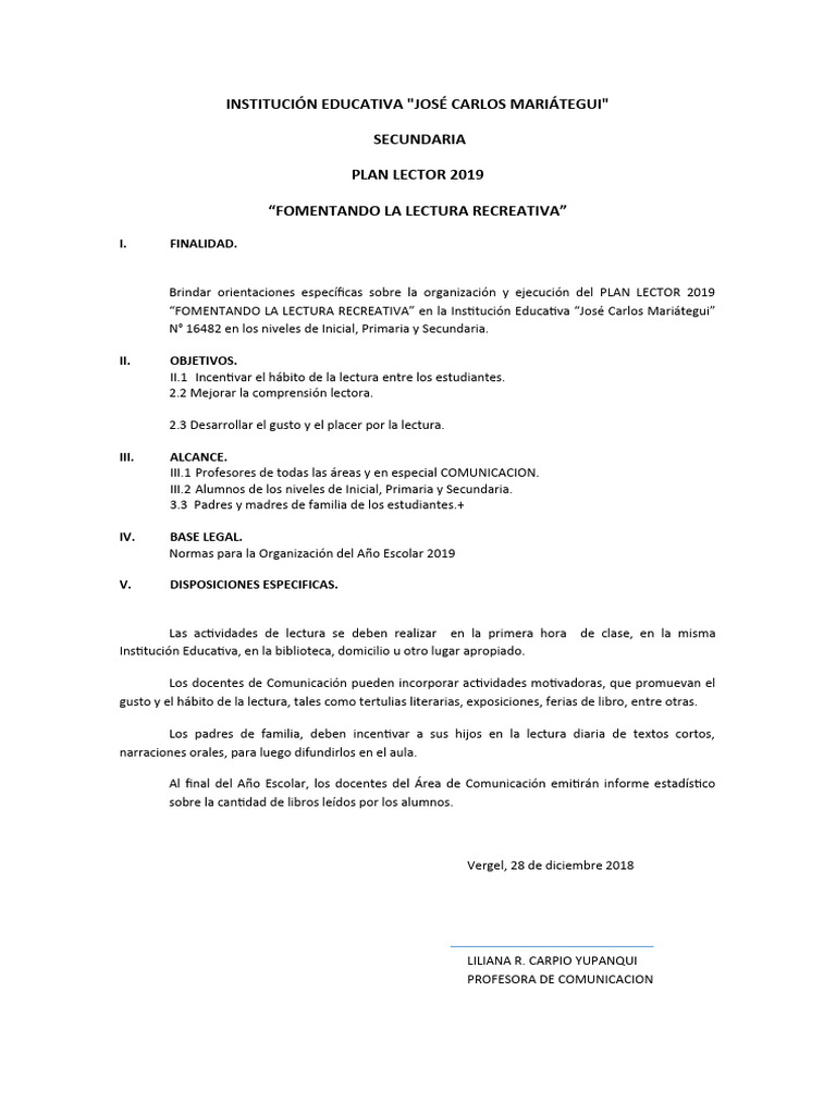 Plan Lector Pdf
