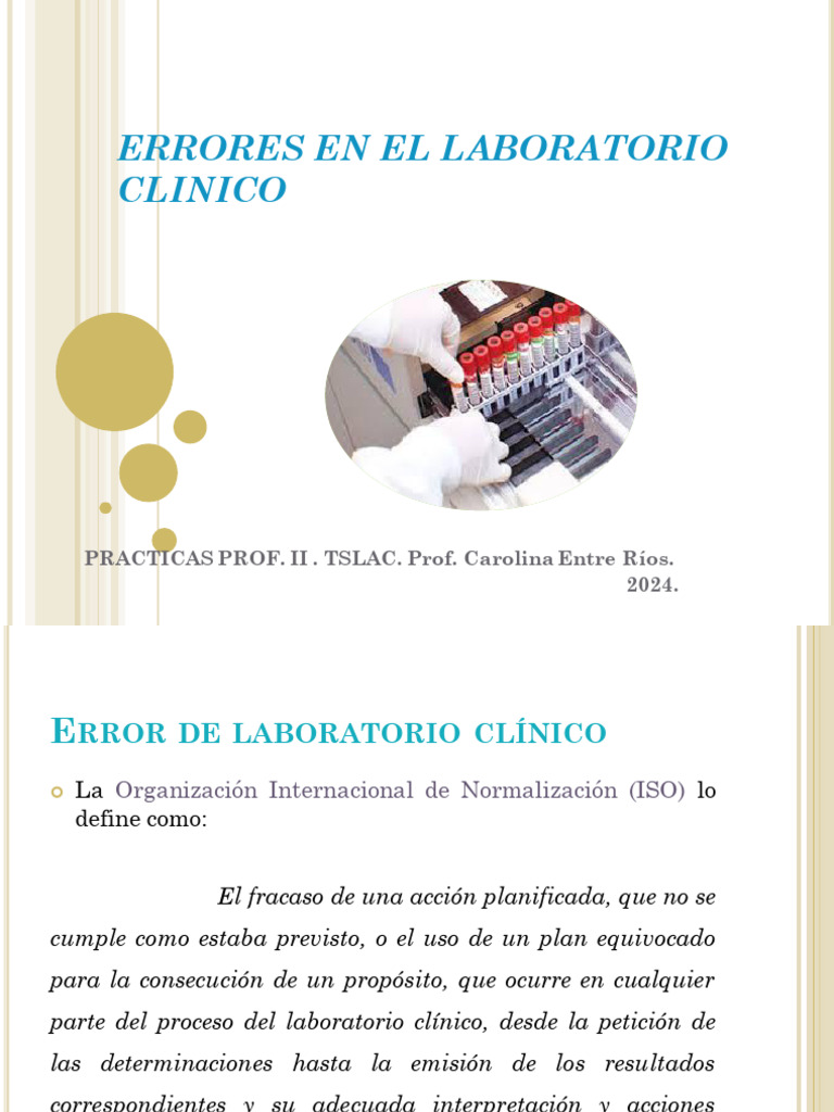 Errores de Laboratorio Clinico - PP Ii. 2024 | PDF | Sangre | Laboratorios