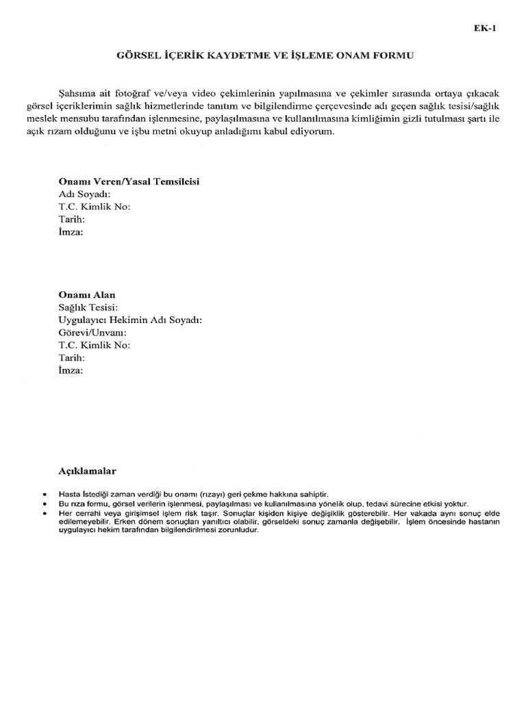 Görsel İçerik İşleme Onam Formu | PDF