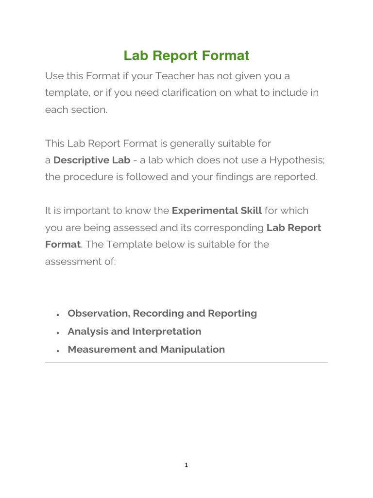 Lab Report Format | PDF | Experiment | Observation