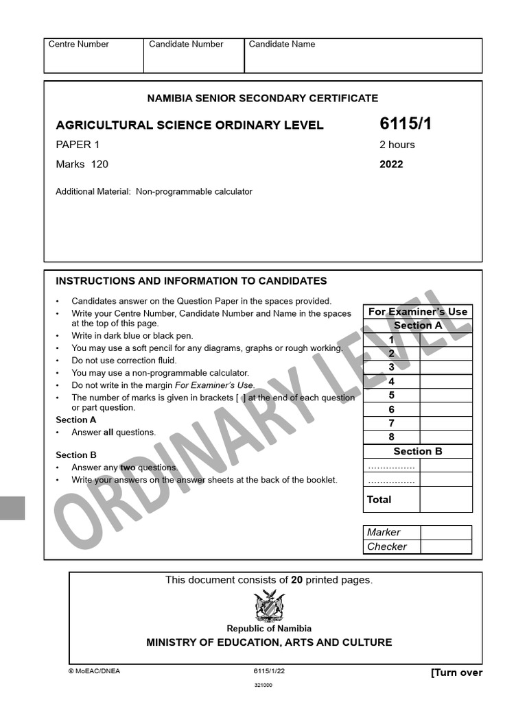NSSCO - Agricultural Science Paper 1 6115-1 - First Proof 14.04.2022 ...