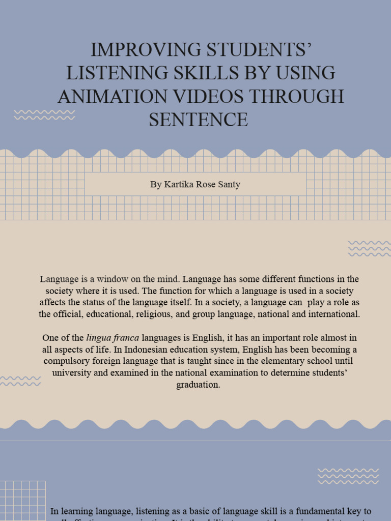 Improve Students' Listening Skills by Using Videos Animation Through ...
