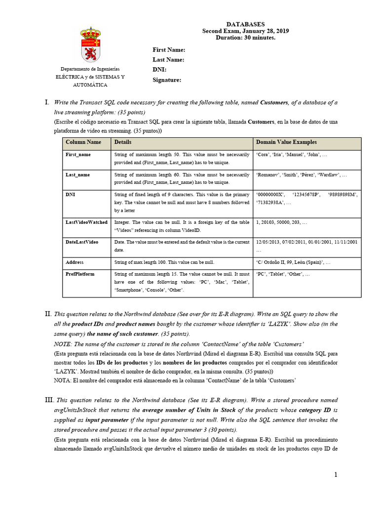 1819.exam SQL - Jan28 Solved | PDF | Databases | Data Management