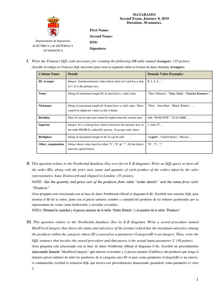 1819.exam SQL - Jan8 Solved | PDF | Computer Data | Computer Programming