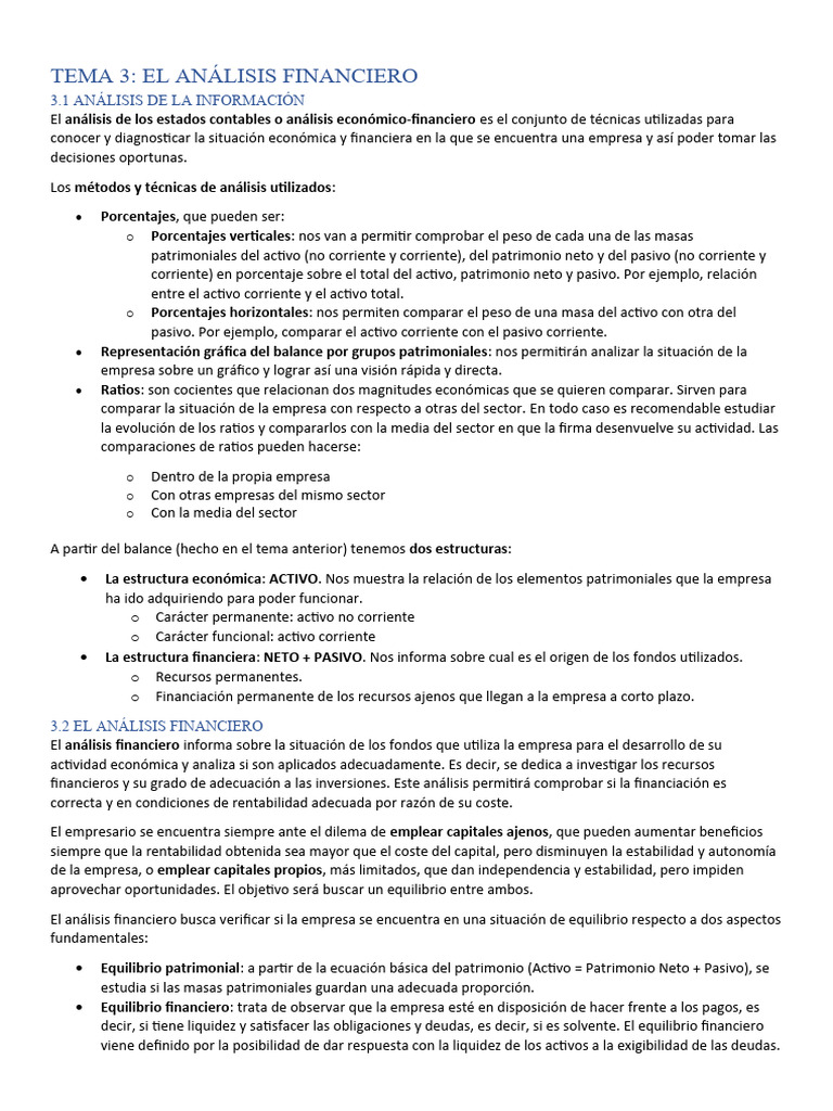 El Análisis Financiero T3 U5 | PDF | Capital de trabajo | Hoja de balance