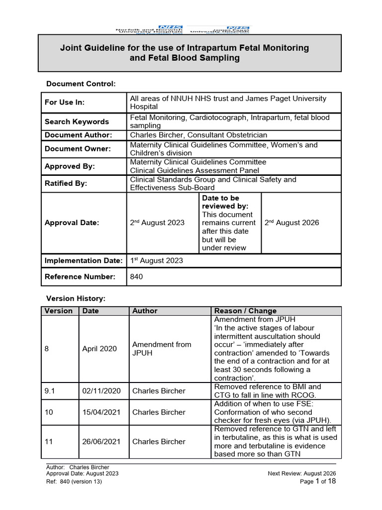 Intrapartum Fetal Monitoring Guide | PDF | Childbirth | Human Pregnancy