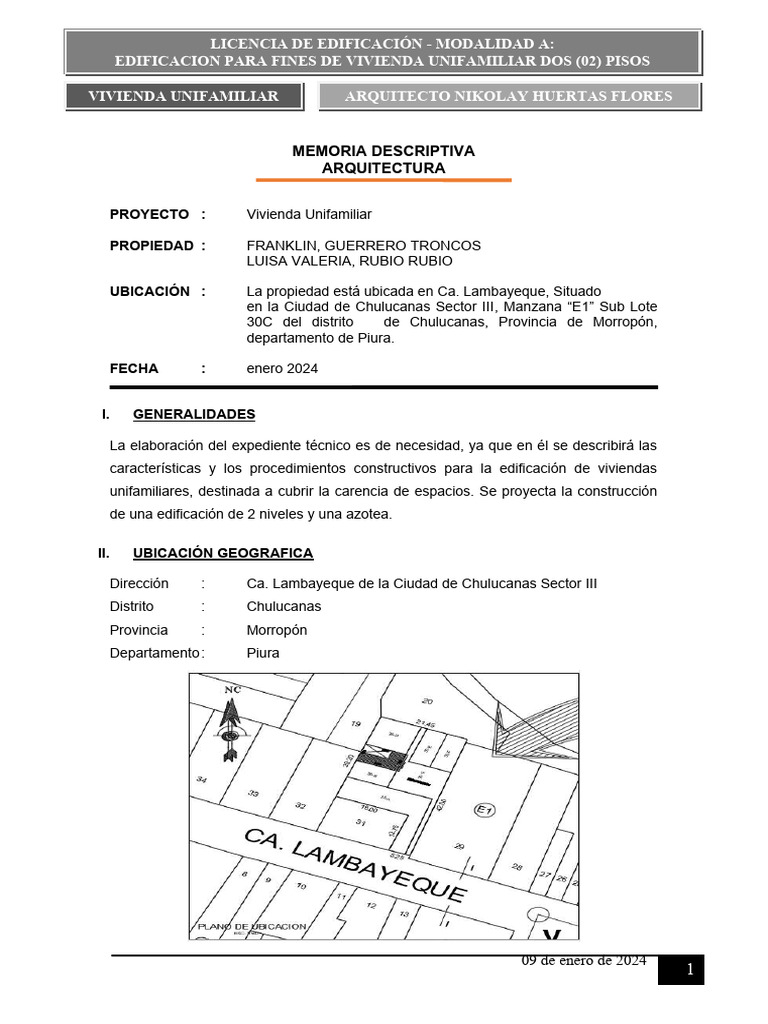 Memoria Descriptiva Licencia Nueva | PDF | edificio