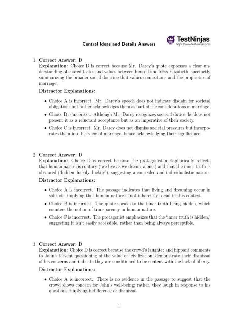 Central Ideas and Details Analysis | PDF | Thought | Truth