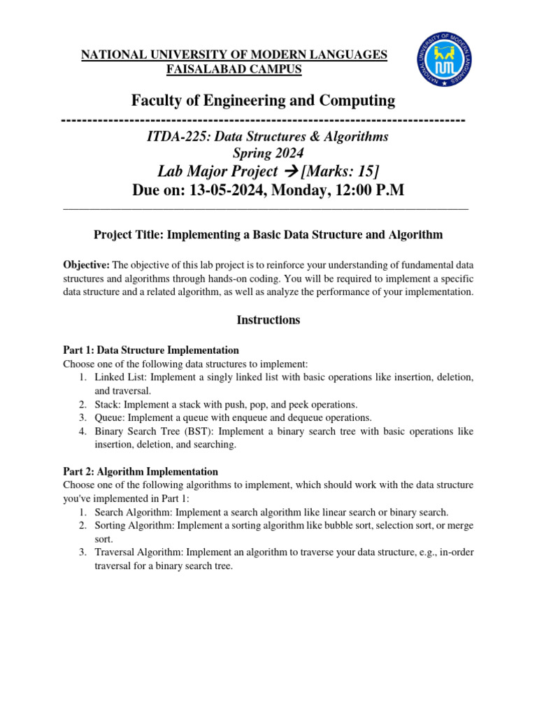 Dsa Itda 225 Lab Project | PDF | Queue (Abstract Data Type) | Algorithms