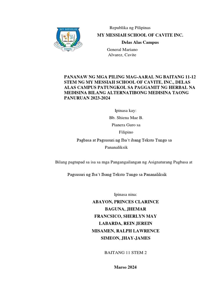 Pagbasa-Pananaliksik-11-Stem-2 Kabanata 1-3 | PDF