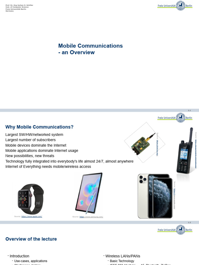 Lecture 1 2 3 4 Telecom Mobile Comm Intro | PDF | Wireless Lan | Computer Network