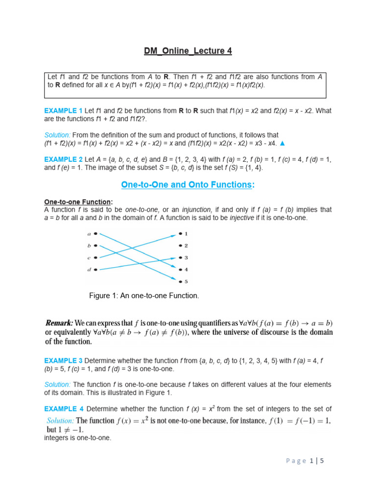 DM Online Lecture 4 | Download Free PDF | Function (Mathematics) | Algebra